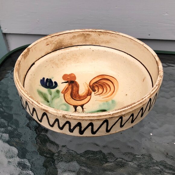 Dining | Vintage Pottery Bowl Rooster Slipware Country Farmhouse | Poshmark